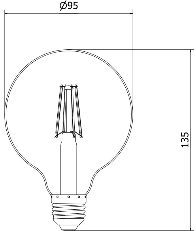 Mexen Vintis, LED žárovka E27, G95, 4W, Teplá - 2200K, 400 lm, jantarová - L157-E27-0422-50