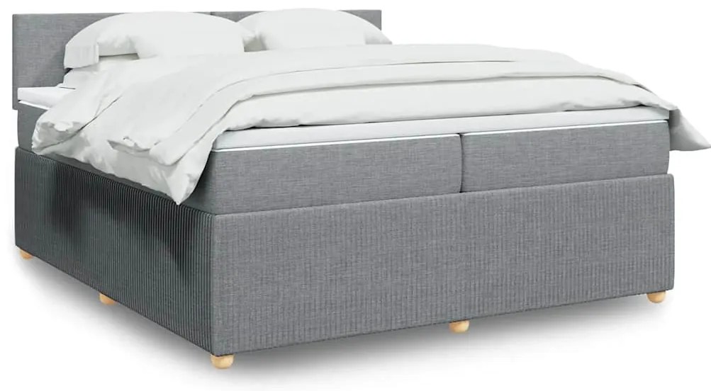 Box spring postel s matrací světle šedá 200 x 200 cm textil 3289856