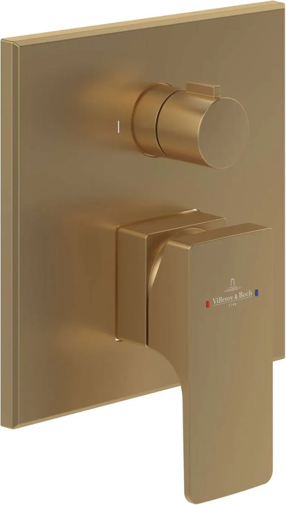 Villeroy & Boch Architectura Square - Baterie pod omítku, pro 2 spotřebiče, kartáčované zlato TVS12500500076