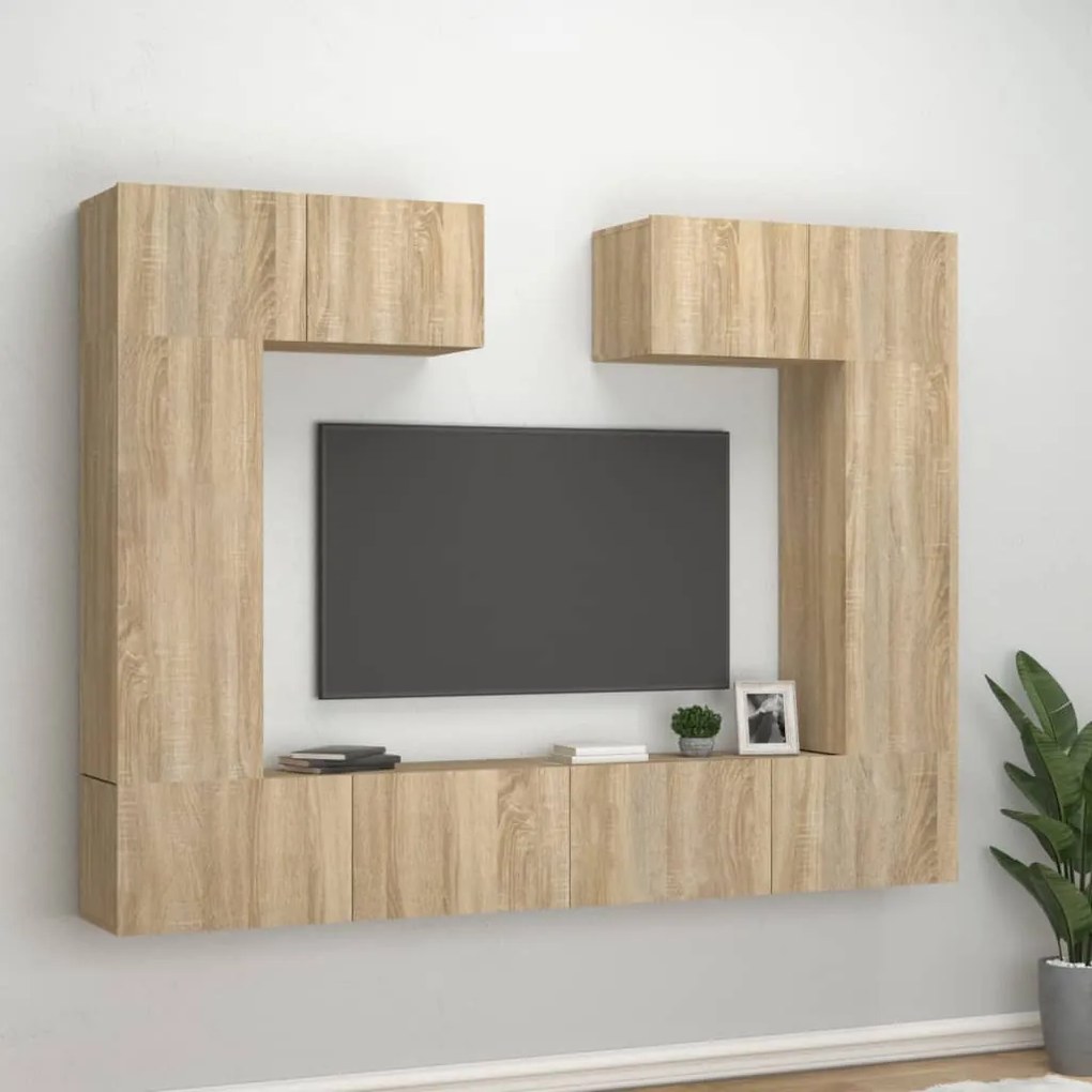 6Dílný Set Tv Skříněk Kompozitní Dřevo - dub sonoma / 80 cm