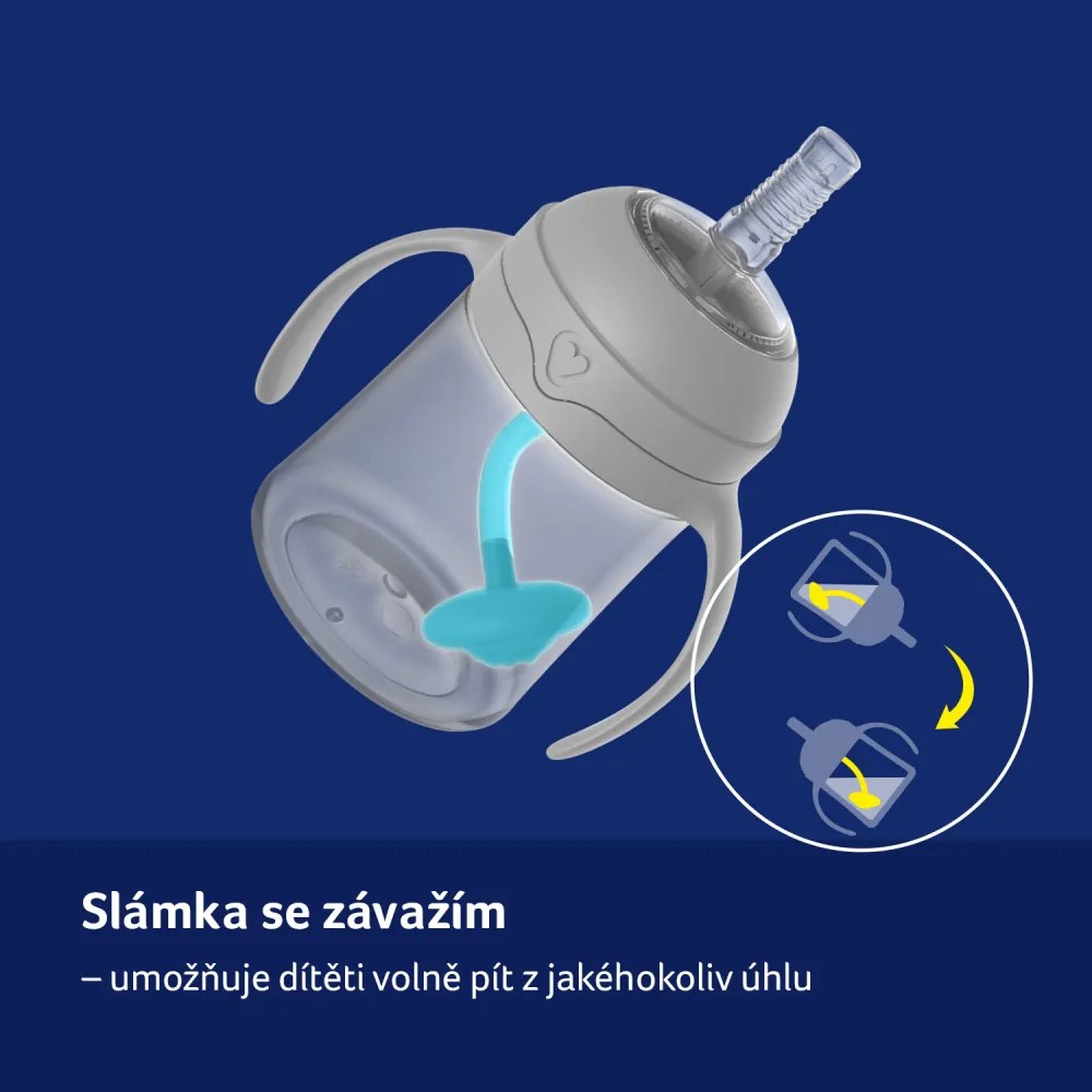 LOVI První hrneček se slámkou a závažím 150ml zelený