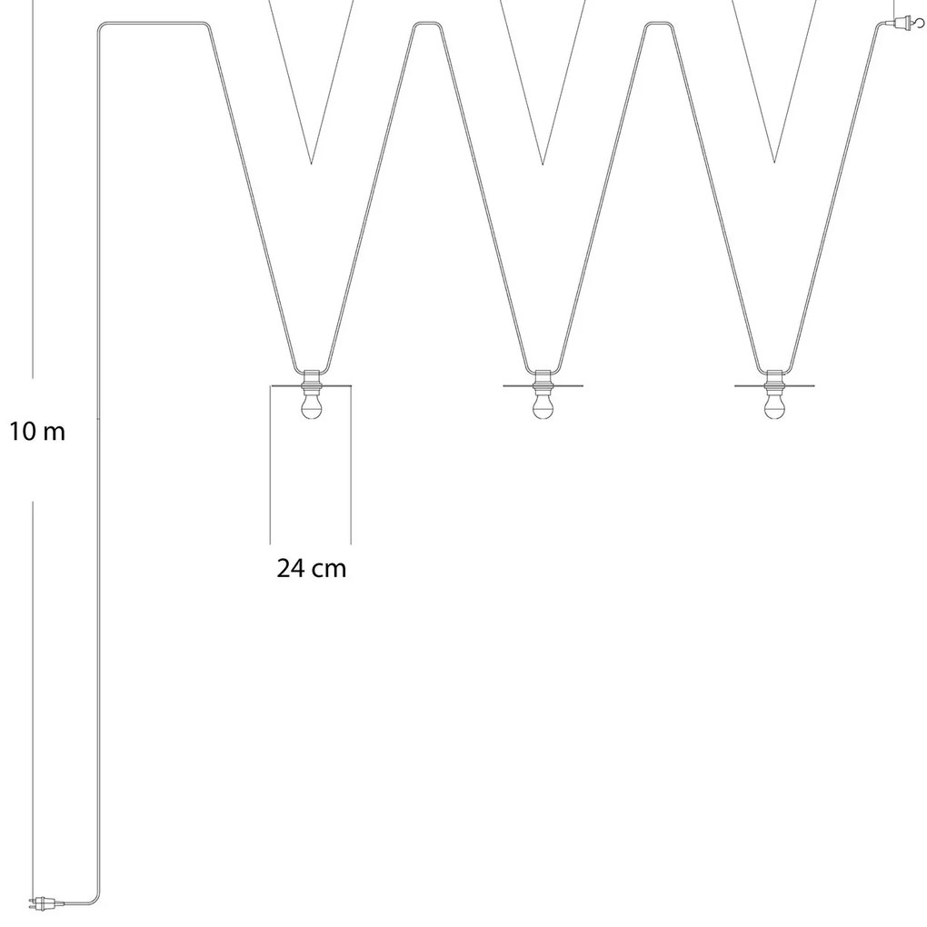 creative cables Světelný řetěz LUMET 'maioliche', textilní kabel od 10m délky, 3x objímky a stínidla, háček a zástrčka Barva: Červeno-zelená