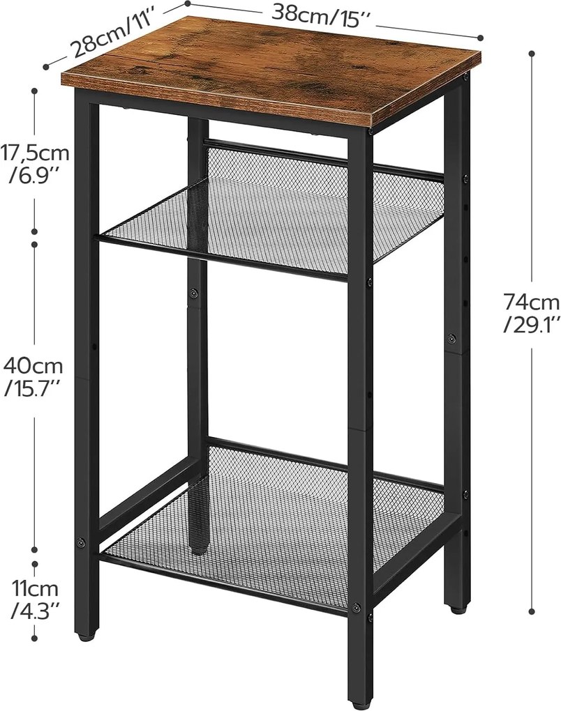 Odkládací stolek Vasagle Loftcore 38 cm hnědý/černý