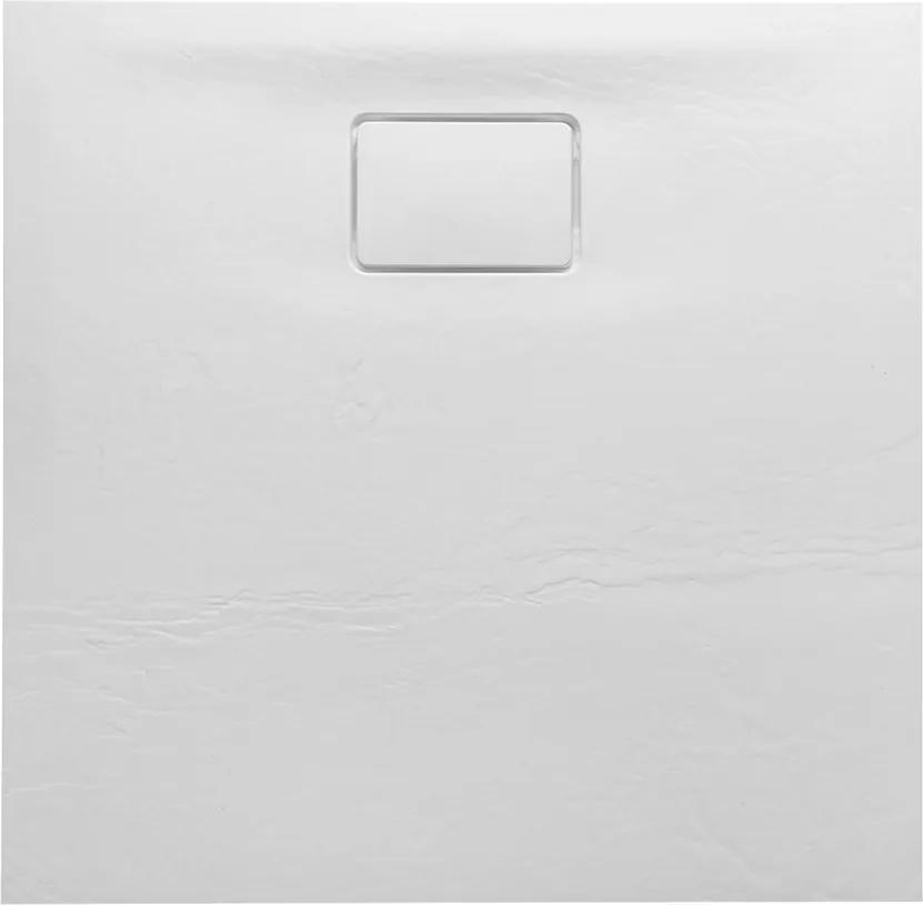 SAPHO - ACORA vanička z litého mramoru, čtverec 80x80x3,5cm, bílá, dekor kámen AC001