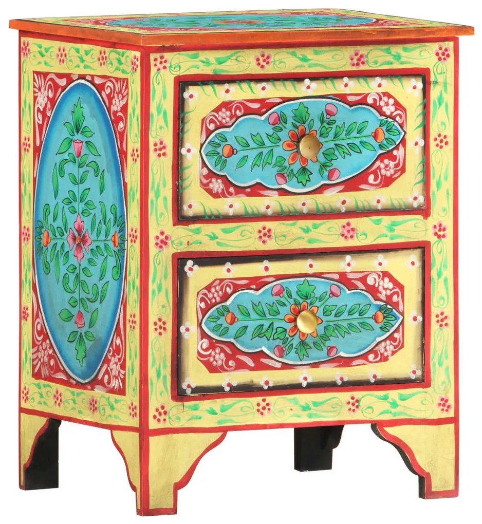 286158 vidaXL Ručně malovaný noční stolek 40 x 30 x 50 cm masivní mangovník