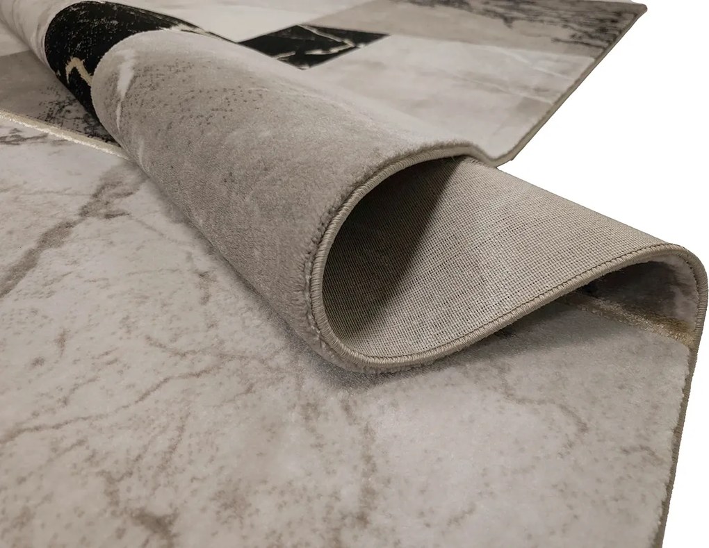 BE Koberec Gloria 3672 GOLD - šedohnědý černý obdélníkový Rozměr: 60x100 cm