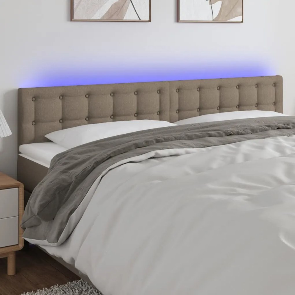 Čelo postele s LED taupe 180x5x78/88 cm textil