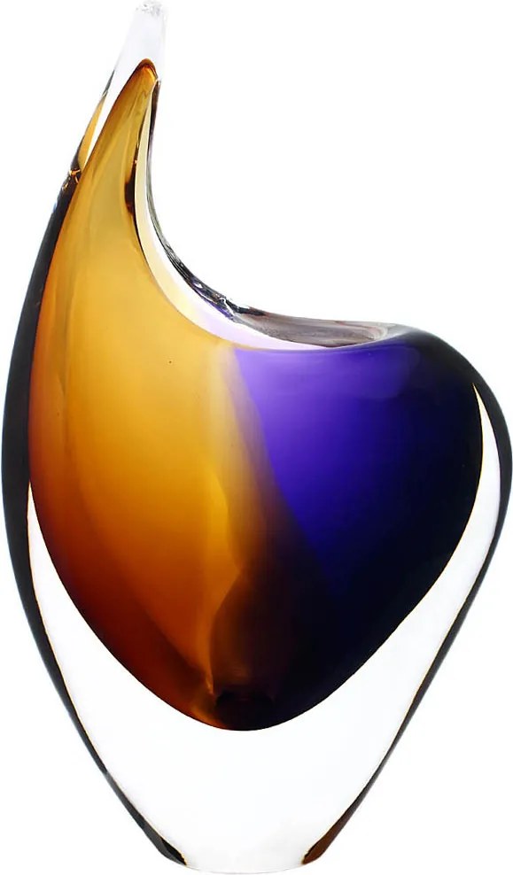 Skleněná hutní váza model 06, ametyst a zlatý topaz, 16 cm | České hutní sklo od Artcristal Bohemia