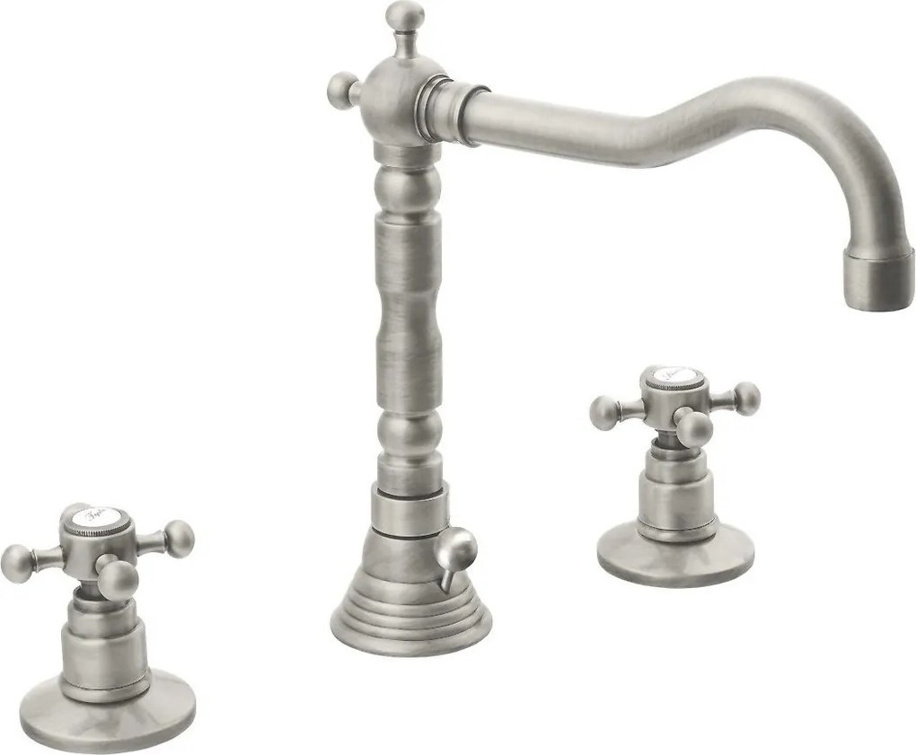 SAPHO ANTEA tříprvková umyvadlová baterie s retro hubicí, s výpustí, nikl 3228
