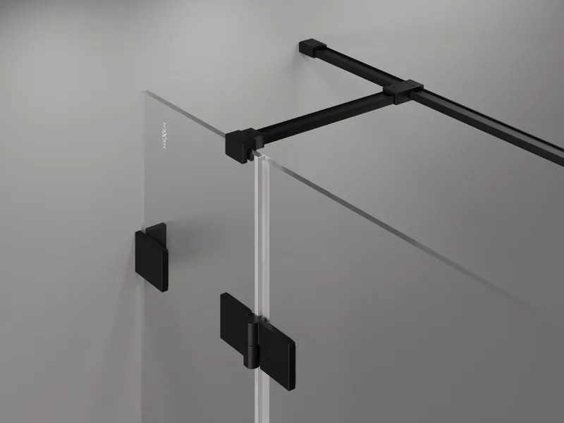 Mexen Lunar T výklopný sprchový kout pravý 115 x 110 cm, čiré sklo, černá matná, 834T-115-110-70-00-P