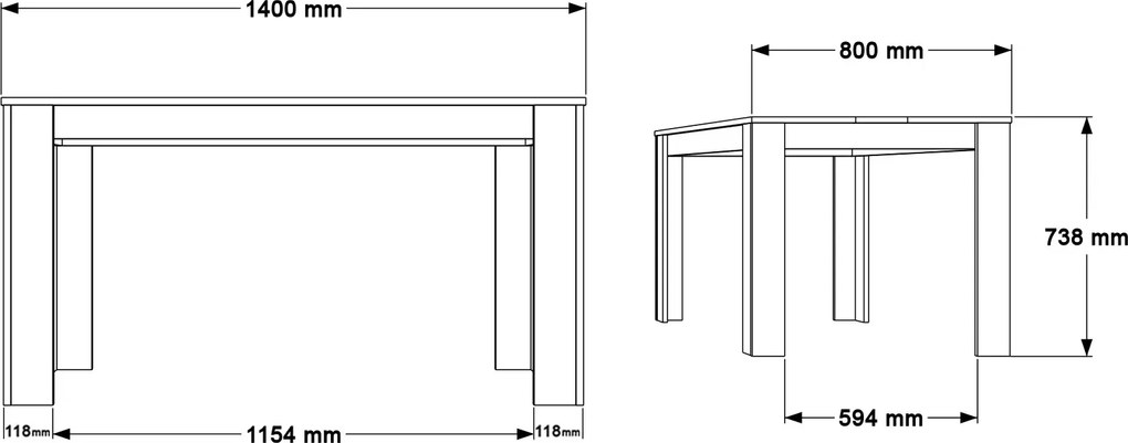 Obdélníkový jídelní stůl Houseland Future 03 dub Castello/antracitově šedý