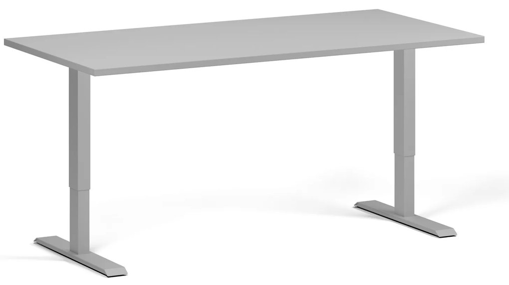 Výškově nastavitelný stůl, 160x80 cm, 1 motor, šedá podnožm, šedá
