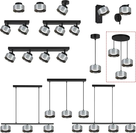 Brilagi - LED Lustr na lanku AURA LUX 3xGX53/30W/230V černá/kouřová