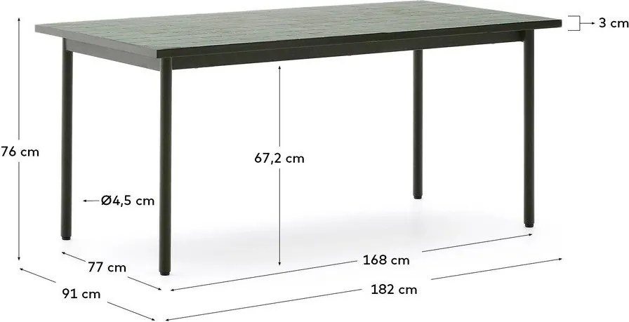 Ocelový zahradní jídelní stůl 91x182 cm Maurina – Kave Home
