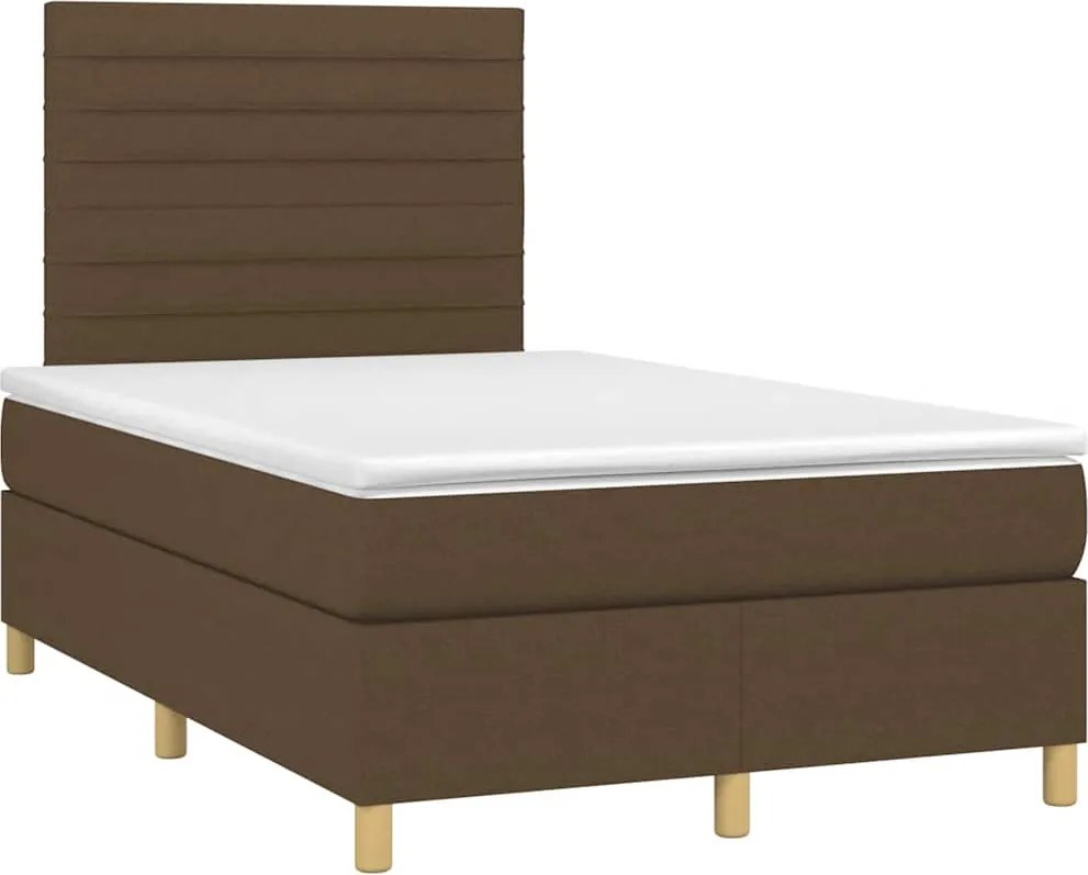 Box spring postel s matrací a LED tmavě hnědá 120x190 cm textil 3270256