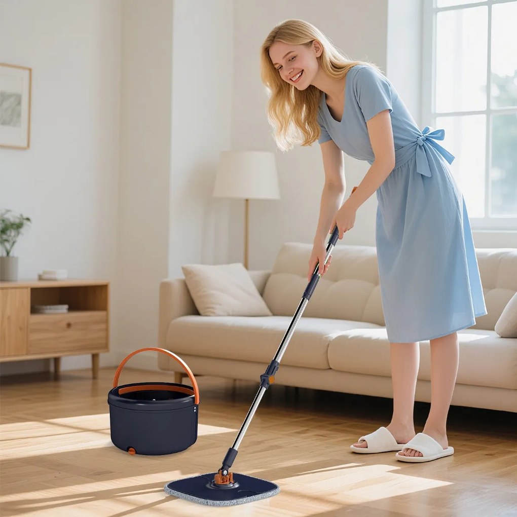 Costway 4 L systém mopu a kbelíku se ždímačem a 360° otočnou hlavou plochý mop