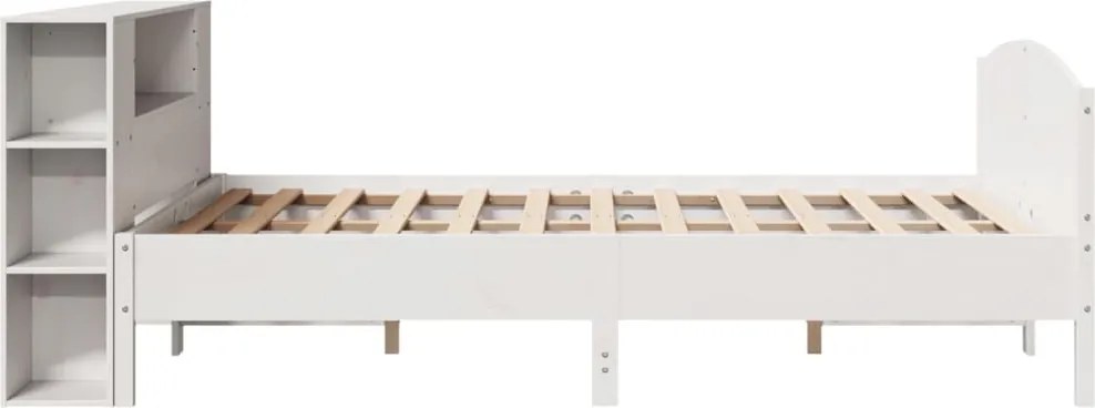 Postel s knihovnou bez matrace bílá 135x190 cm masivní borovice 3323075