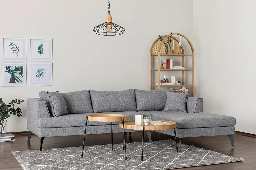 Hanah Home Rohová pohovka BOBO světle šedá pravá