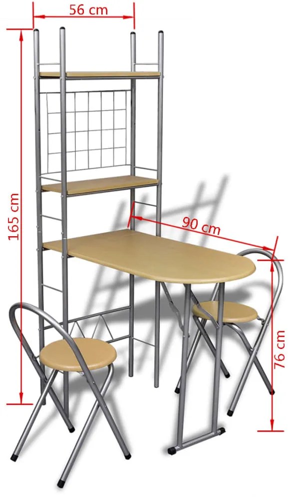 Skládací snídaňový set: barový stolek a 2 židle,  241032