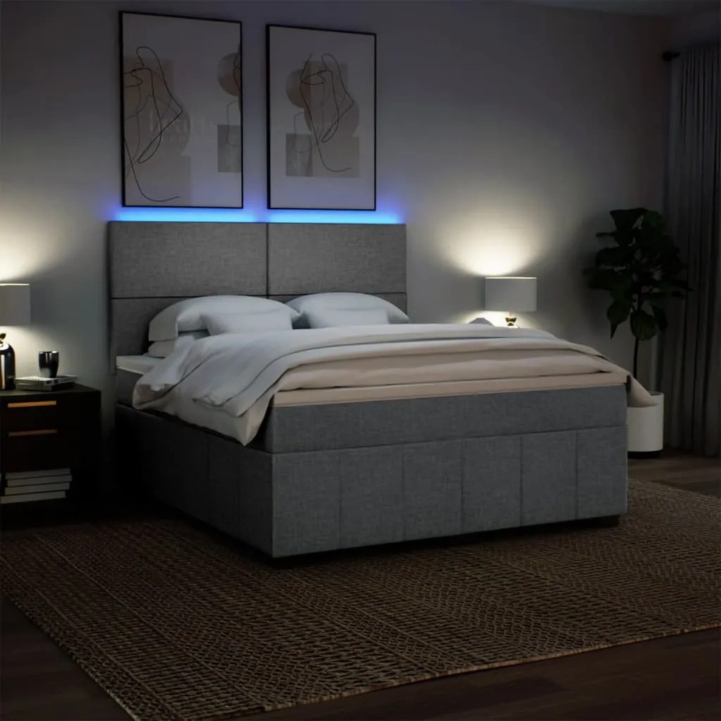Box spring postel s matrací světle šedá 180 x 200 cm textil 3294040