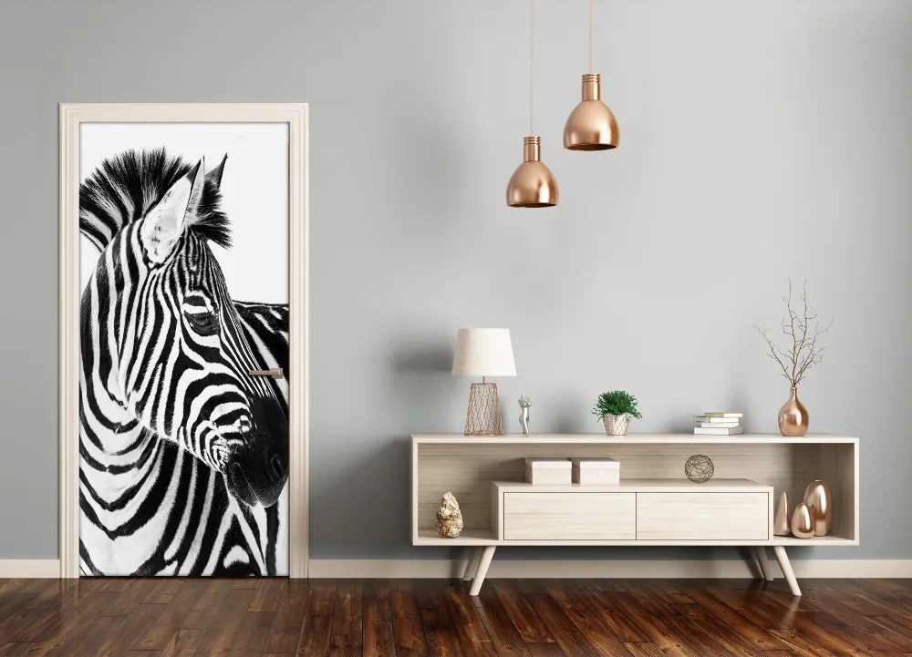 Samolepící fototapeta na dveře Zebra ve sněhu 95x205 cm