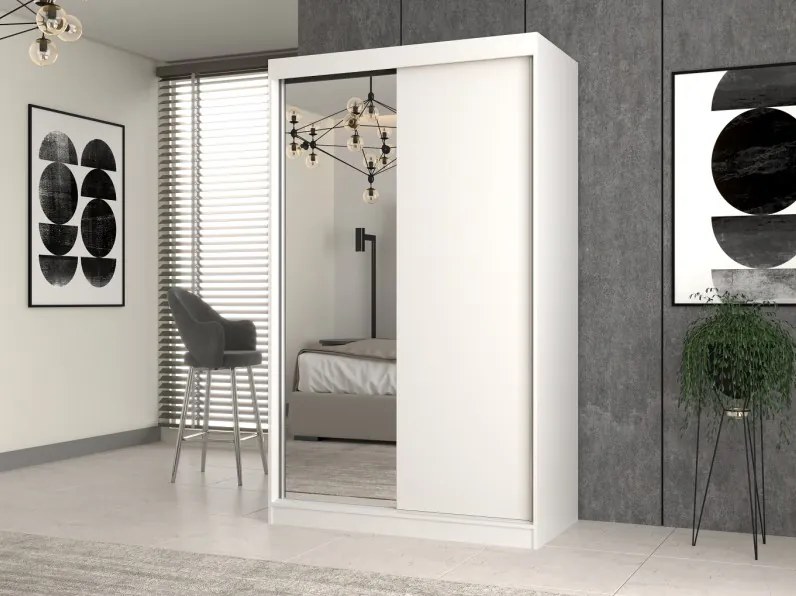 Šatní skříň IGA se zrcadlem 120 cm bílá