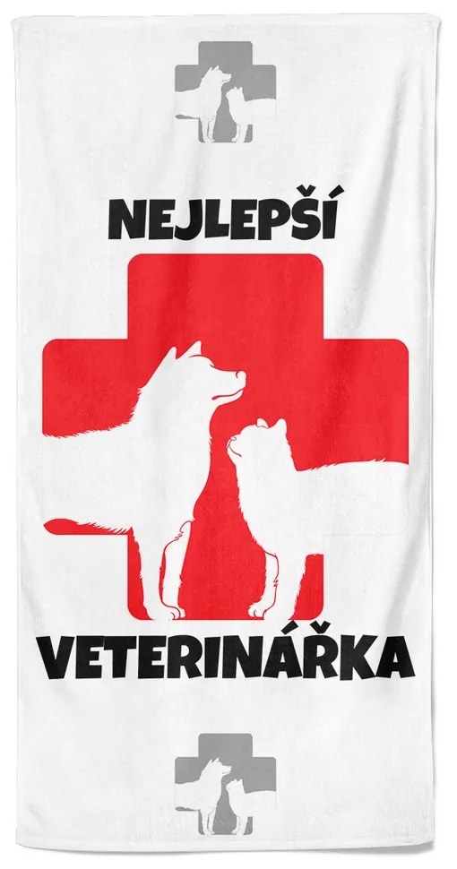 Osuška Nejlepší veterinářka – kříž (Velikost osušky: 70x140cm)
