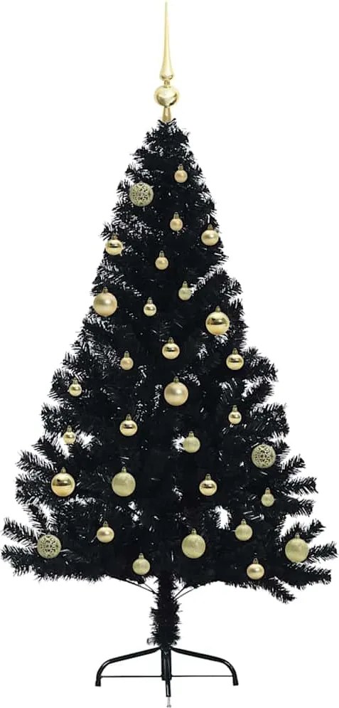 Umělý osvětlený vánoční stromeček Černá 150 cm PVC 3397132