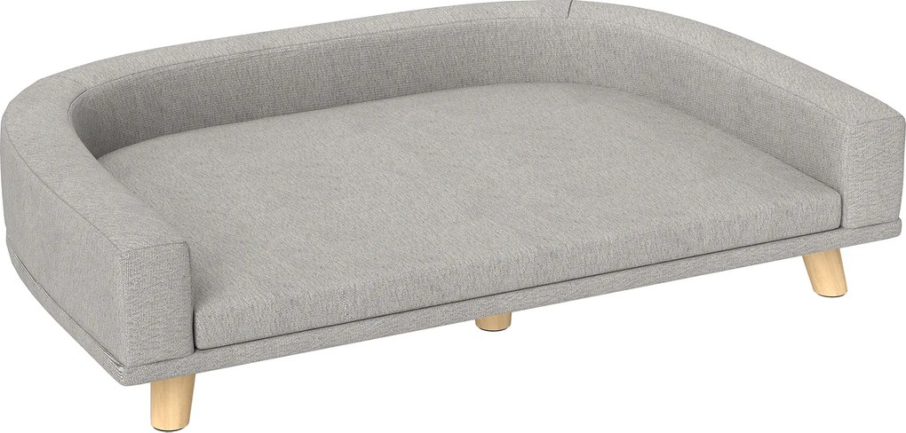 PawHut pohovka pro psy, pohovka pro kočky s polštářem, pelíšek pro velké psy, pohovka pro psy s vyvýšeným designem, křeslo pro psy s dřevěnými nohami…