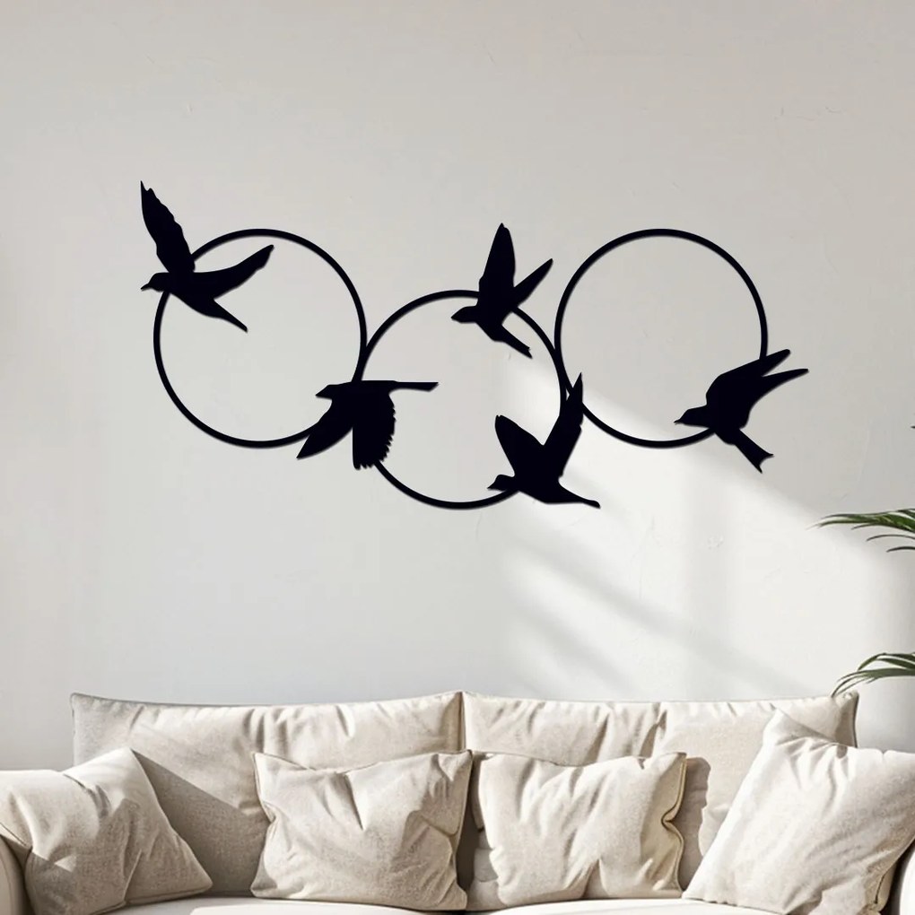dřevo života Dřevěný obraz Ptáci v letu Zvolte rozměr (cm): 60x30, Zvolte barvu dekoru: Dub Sonoma