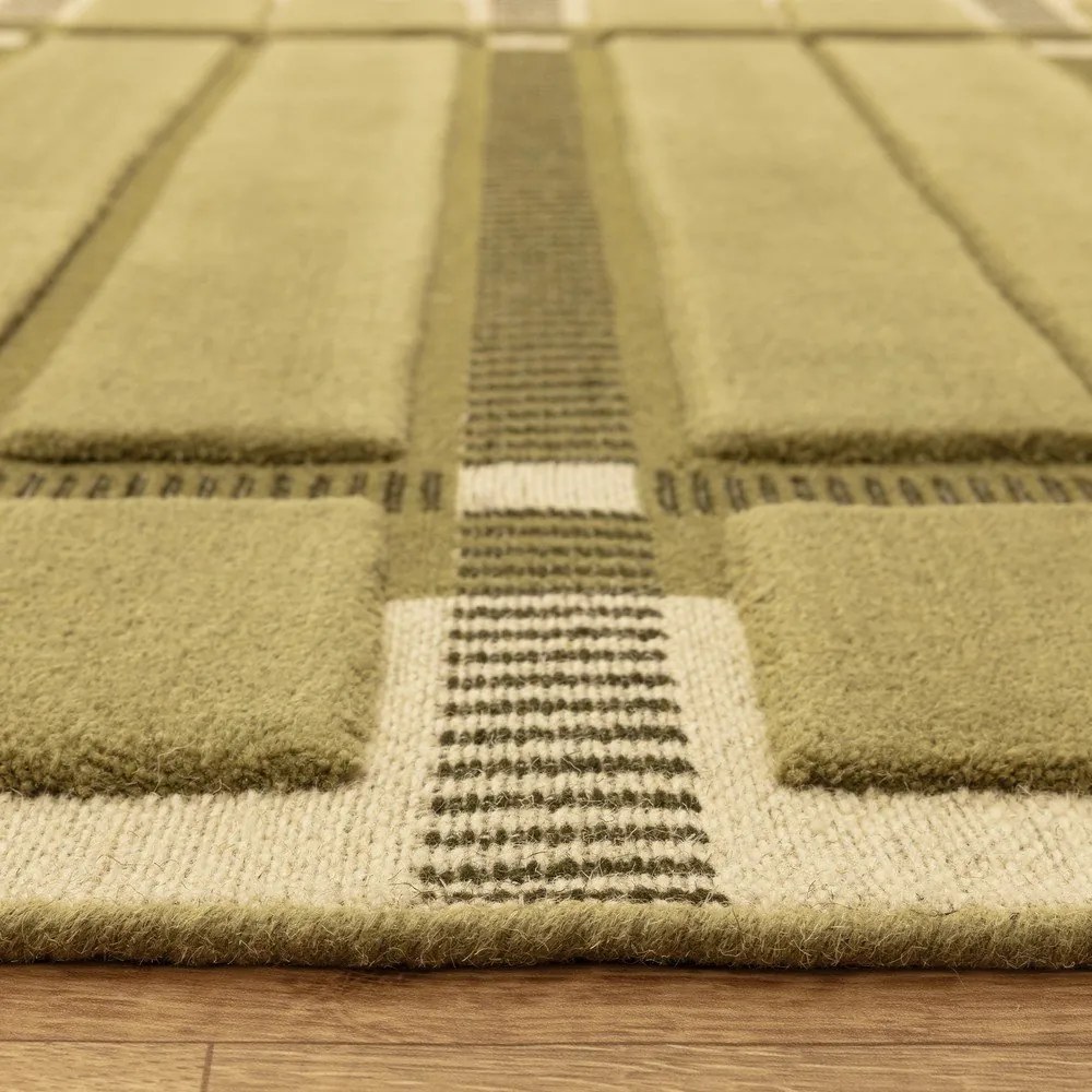 Zelený/béžový ručně tkaný vlněný koberec 120x170 cm – Asiatic Carpets