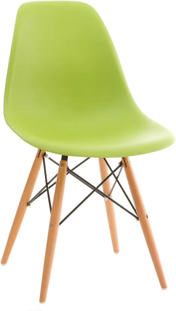 Culty Světle zelená plastová židle DSW s bukovou podnoží