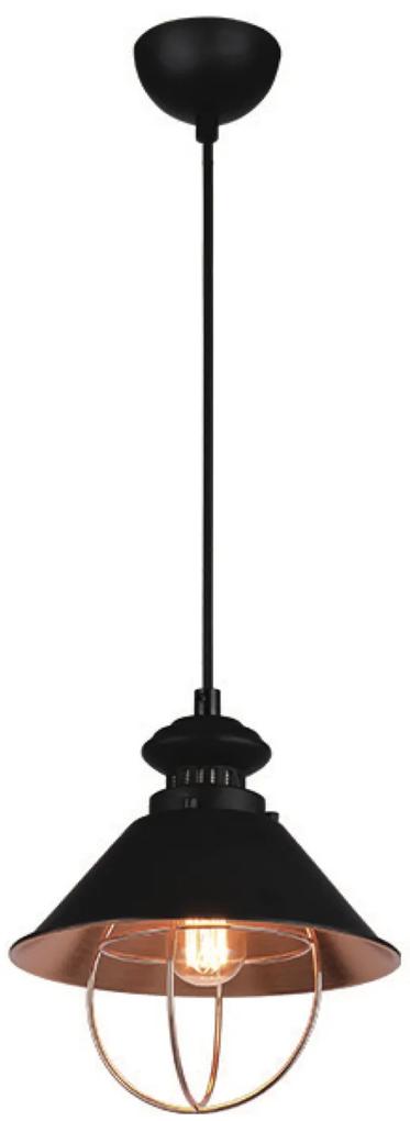 Zambelis 180100 závěsné svítidlo, matná černá, měď, 1xE27, 21,5cm