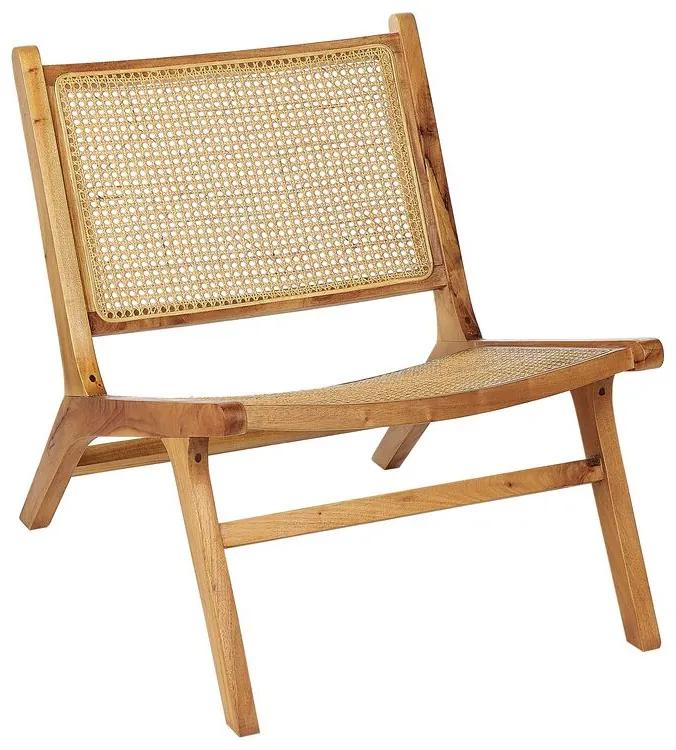 Dřevěná židle s ratanovým výpletem světlé dřevo MIDDLETOWN Beliani