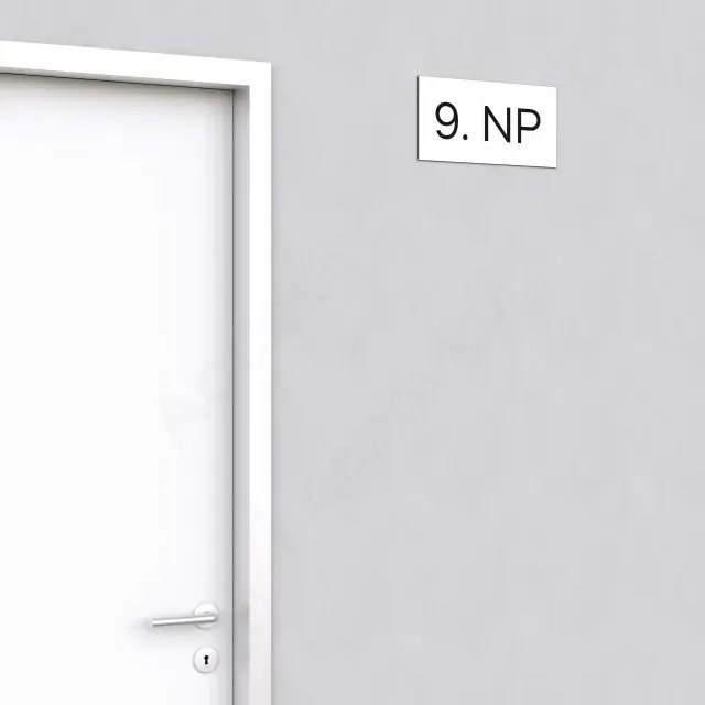 ACCEPT Označení podlaží "9. NP" - stříbrná tabulka - černý popis