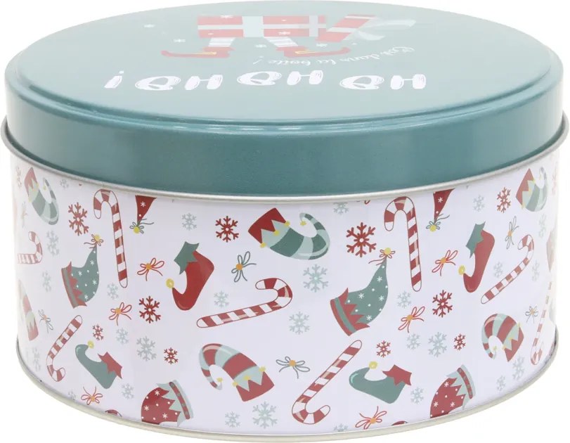 VERK GROUP Sada 3 ks plechových vánočních kulatých boxů X-MASS