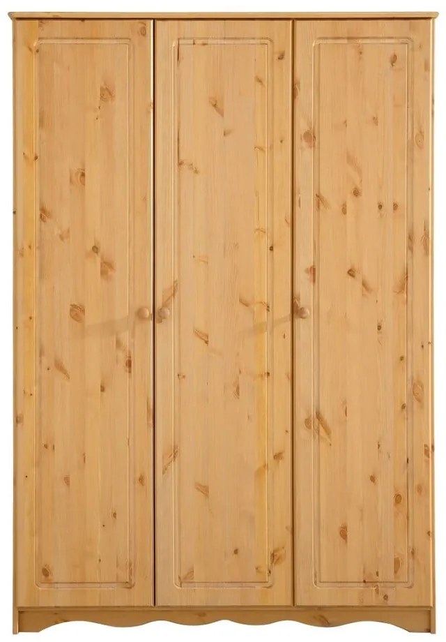 Třídveřová šatní skříň z masivního borovicového dřeva Støraa Amanda
