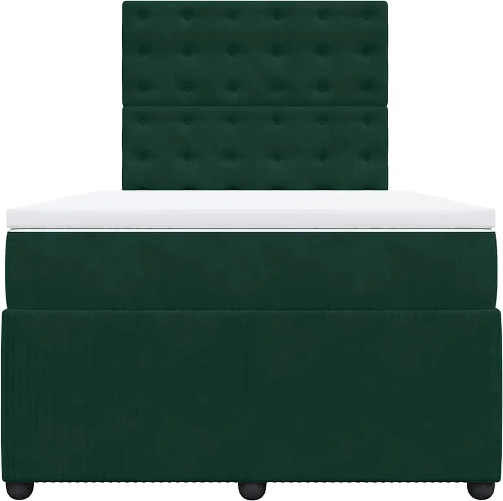 Box spring postel s matrací tmavě zelená 120x190 cm samet 3292301