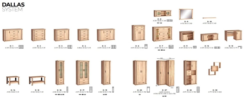 Obývací stěna Dallas - Jarstol Barva: Dub Trufla