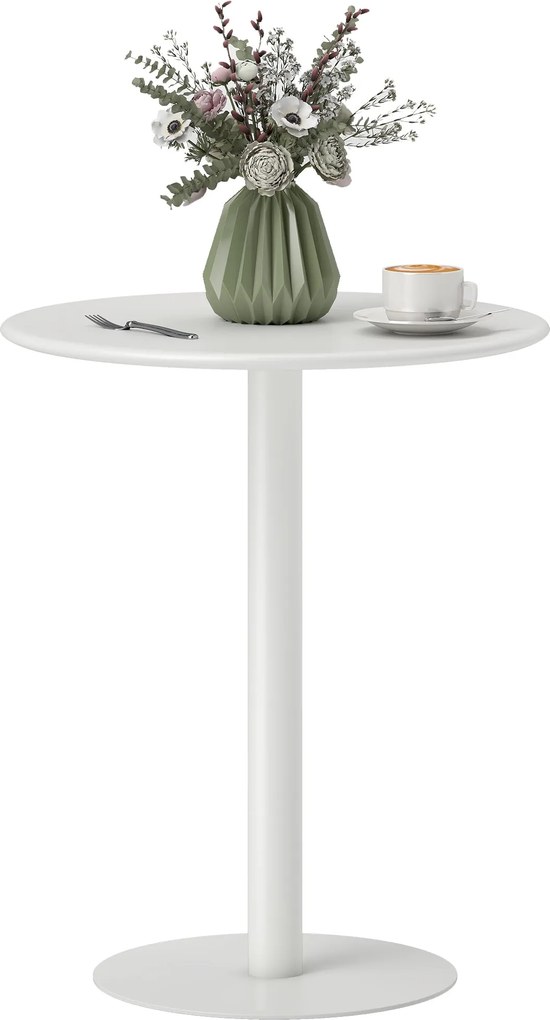 HOMCOM Jídelní Stůl, Kulatý Kuchyňský Stůl pro 2 Osoby, Moderní Jídelní Stůl do Obývacího Pokoje, Zahrady, Ocel, Ø60 x 72 cm, Bílý | Aosom