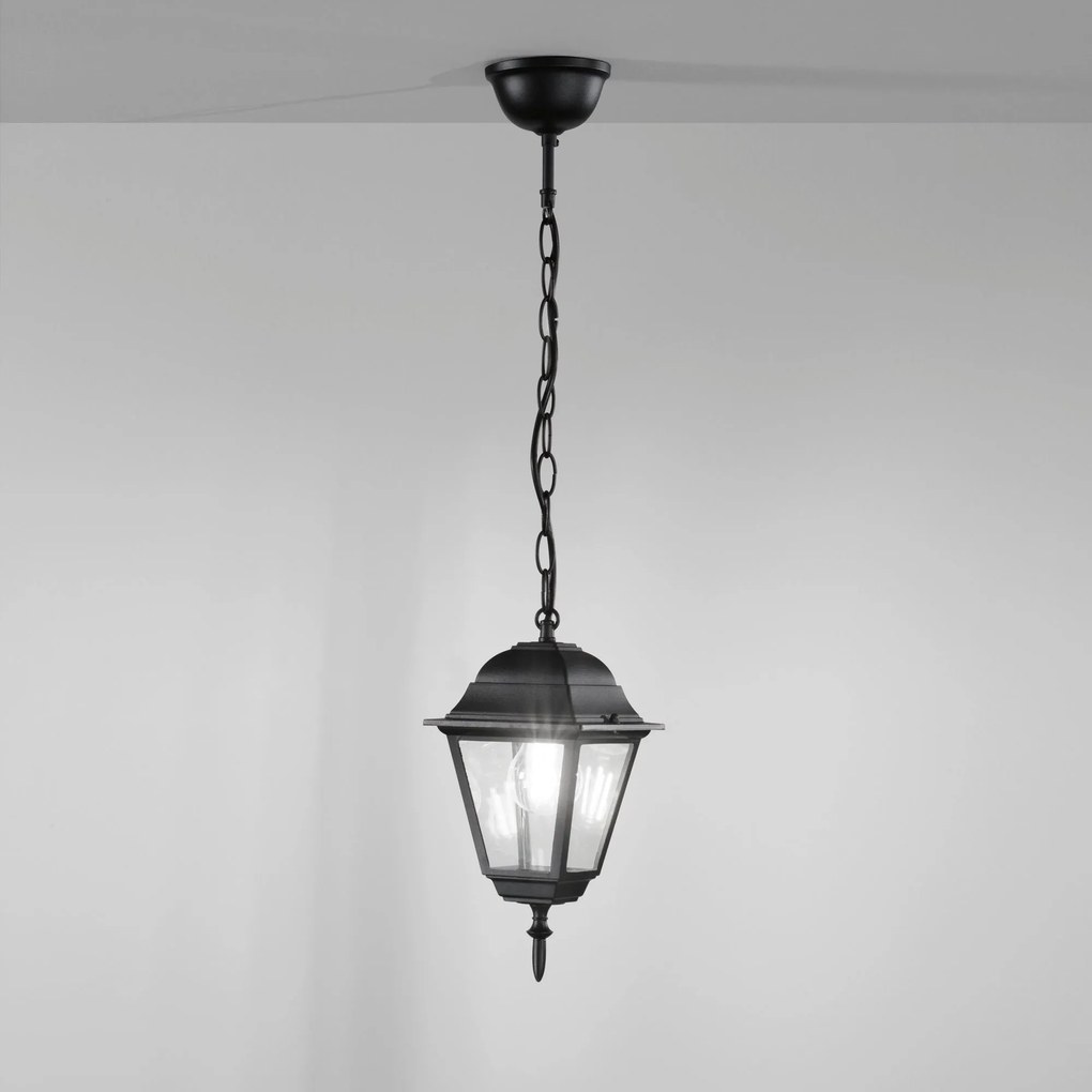 FAN LANT-ROMA/S1 Závěsné venkovní svítidlo ROMA černá, 1xE27, IP44, 14,6 x 14,6 x 97 cm - FANEUROPE