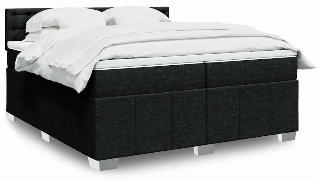 Box spring postel s matrací černá 200x200 cm textil 3289491