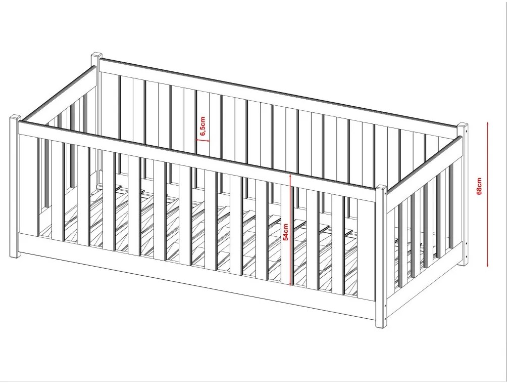 Legno Dětská postel s ohrádkou Koncept borovice Rozměr (cm): 90x190