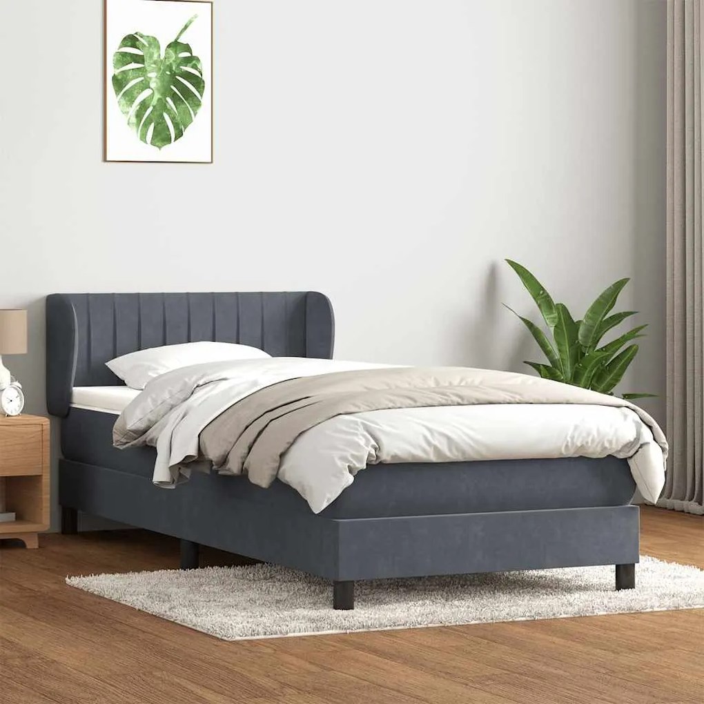Box spring postel s matrací tmavě šedá 80x220 cm samet 3317716