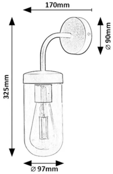 Rabalux 3310 - Koupelnové nástěnné svítidlo YAGO 1xE27/60W/230V IP44 černá