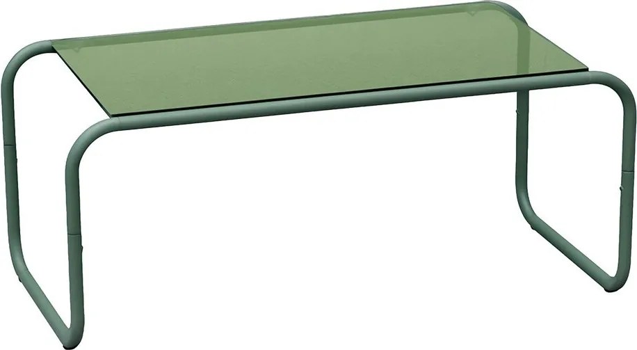 Zelený konferenční stolek se skleněnou deskou 40x80 cm Ventana – Leitmotiv