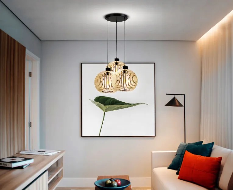 Stropní LED svítidlo LOFT 3xE27 - WOOD - černé