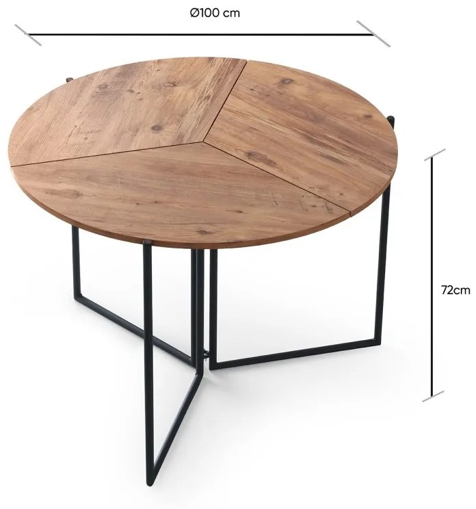 Jídelní stůl YAPRAK 100 cm černý/borovice