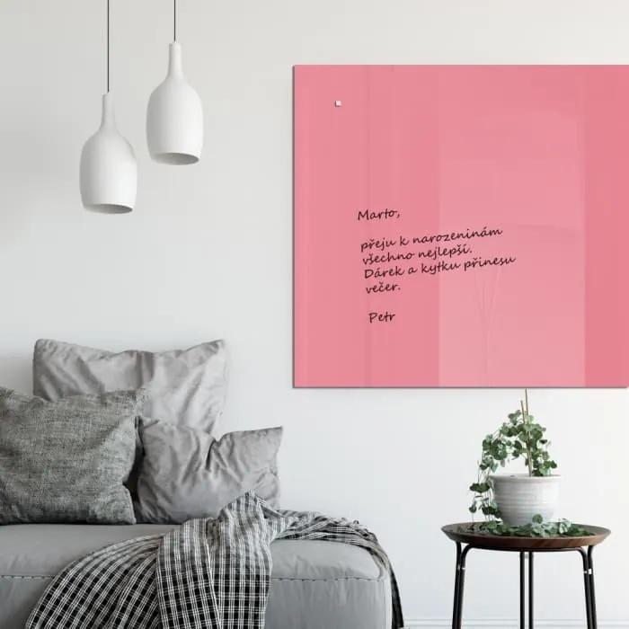 Růžová perlová skleněná magnetická nástěnka Smatab® - 100 x 65 cm