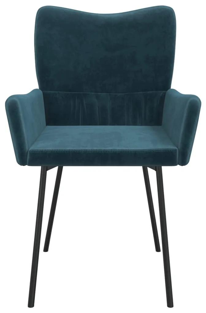 Jídelní židle 2 ks modré samet,  344885